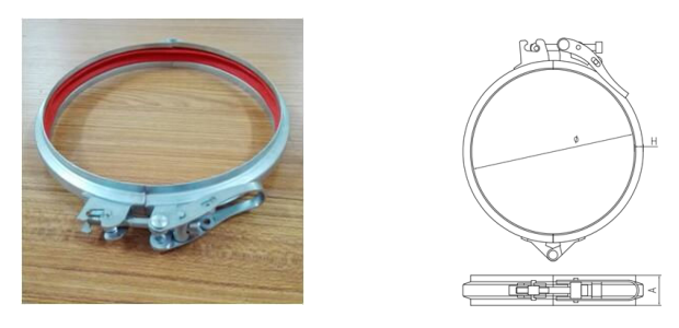 Duct System SS304 Quick Release Pipe Clamp Rapid Lock 1mm Thickness